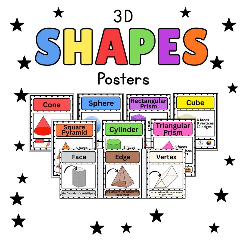 3D Shape Poster Sets With Properties | Printable Shape Posters With ...