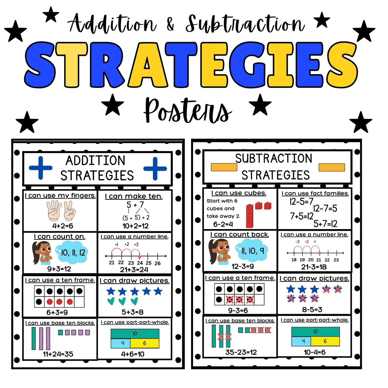 Addition and Subtraction Strategies Posters for Elementary/anchor ...