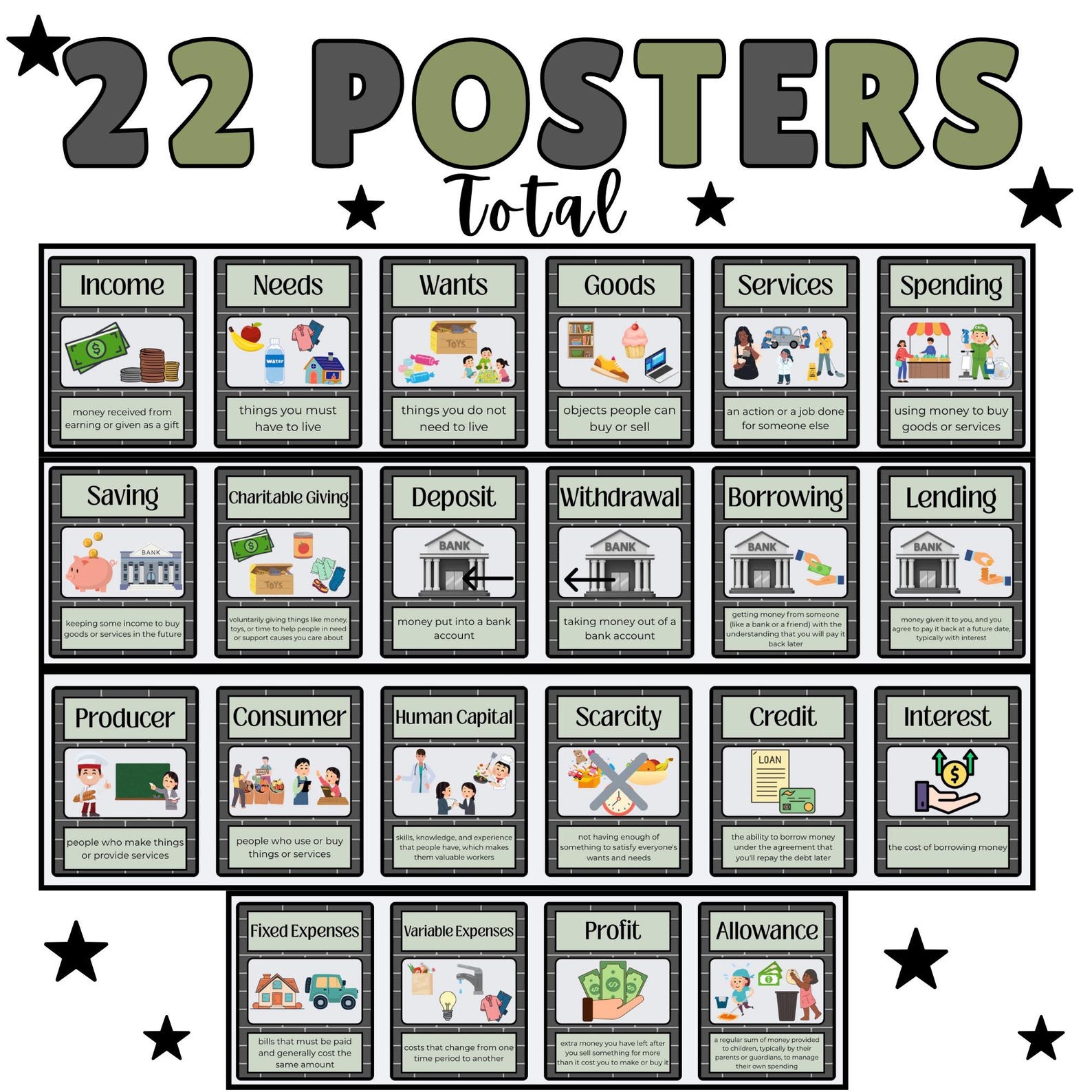 Financial Literacy Posters, Money for Kids, Income for Kids, Learn ...