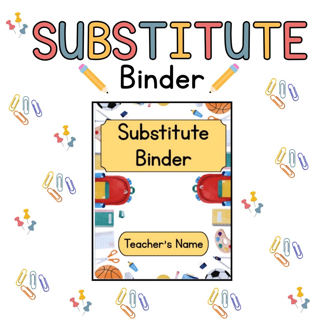School Themed Substitute Binder, Substitute Planner, Sub Plan Templates ...