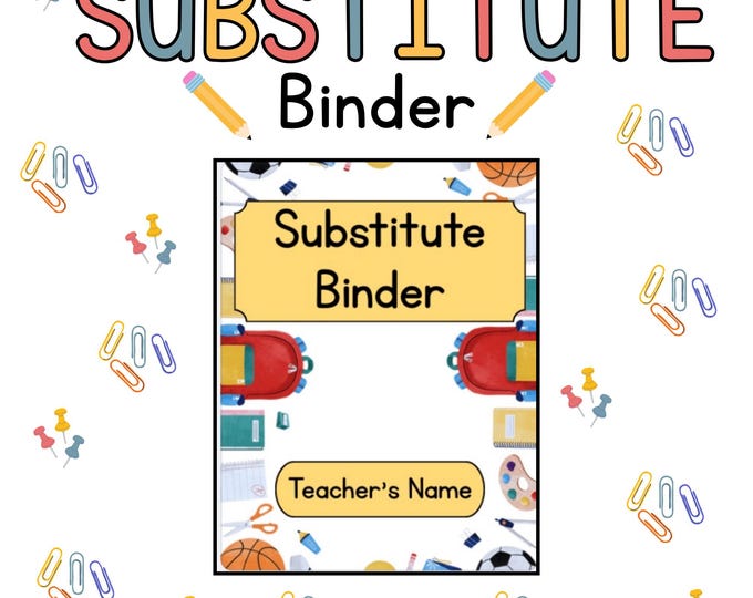 Substitute Binder | Teacher Substitute | Sub Teacher Binder | Digital ...