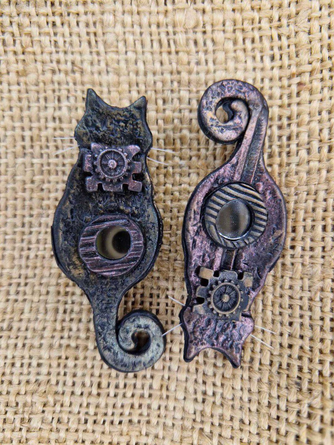 Steampunk Cat Brooch: Copper, Bronze Evil Eye Amulet - Etsy