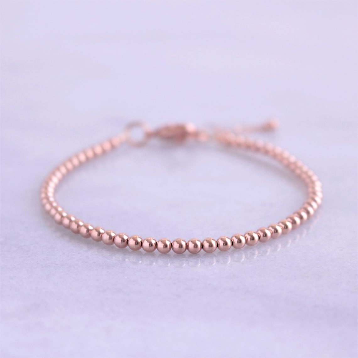 Rose Gold Minimalist Bracelet Rose Gold Beaded Bracelet | Etsy