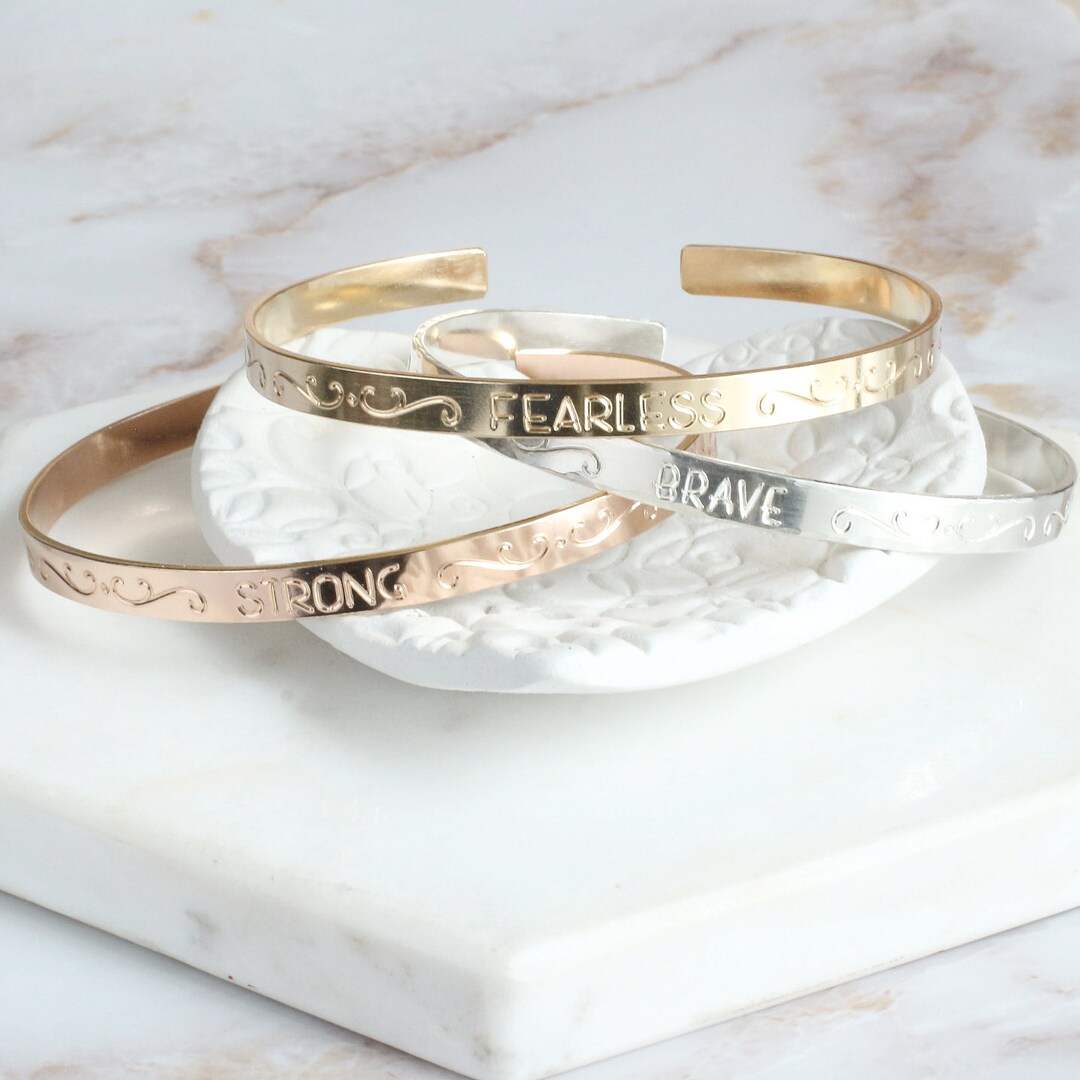 Women's Empowerment Jewelry, Engraved Custom Bangle, Inspirational ...