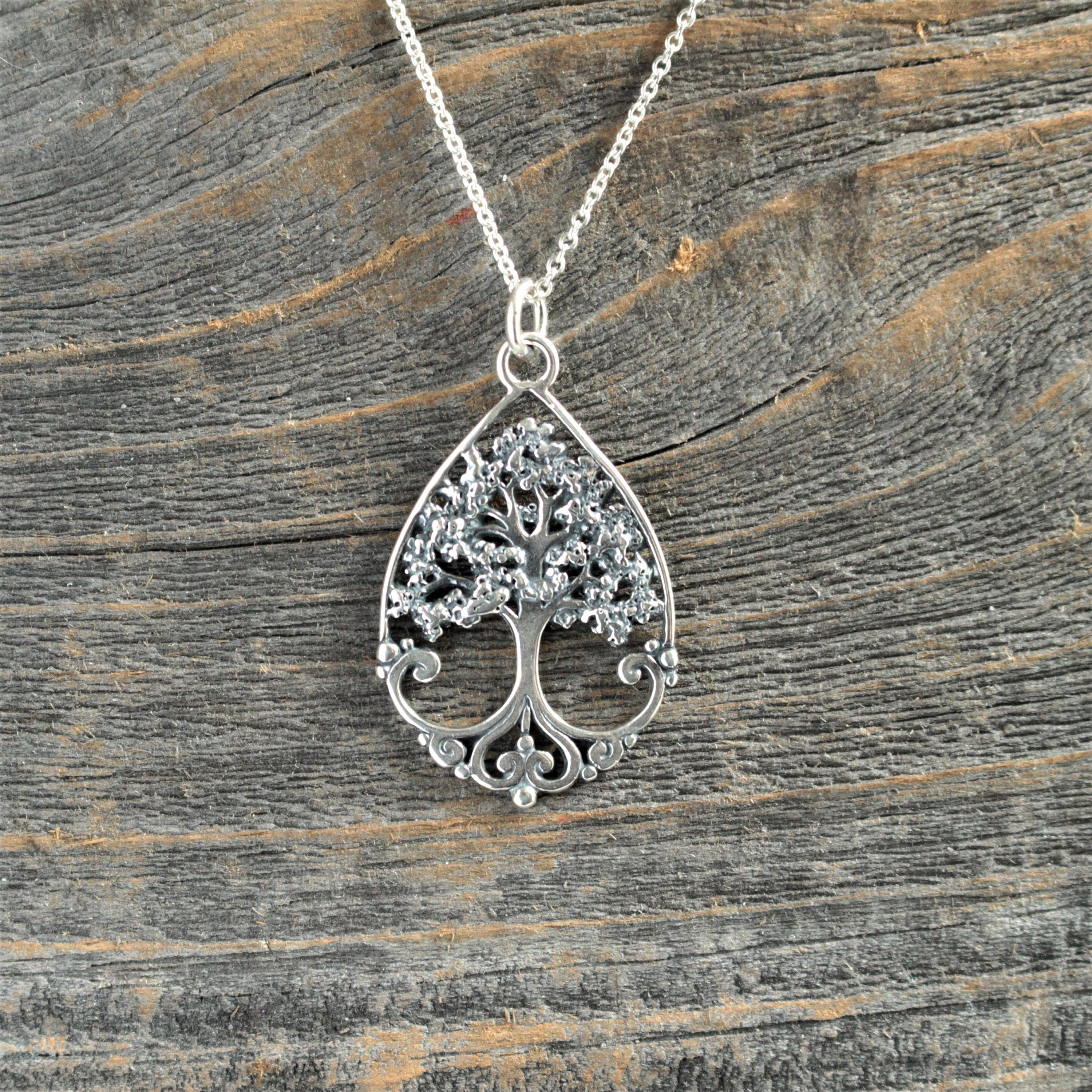 Sterling Silver Tree of Life Necklace, Family Tree Necklace, Stacking ...