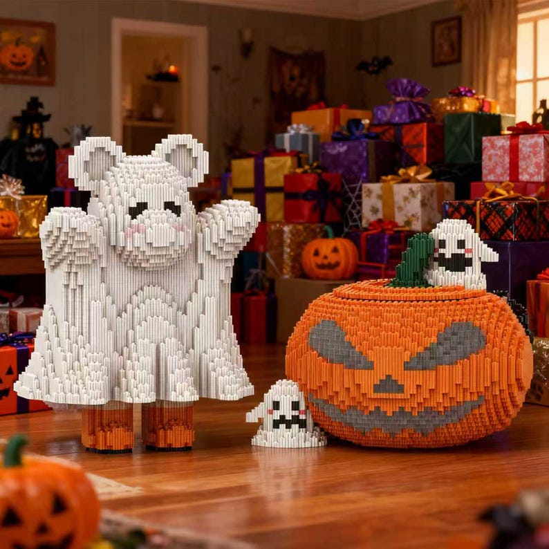 Halloween Bear Building Block Set: Ghost, Wizard, Skeleton, Pumpkin - Etsy
