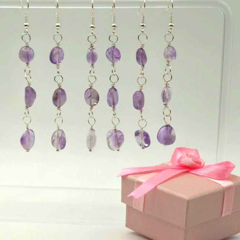 Lavender Amethyst Pebble Earring ~ FREE Ship + Gift Box & Gwps ~ Winter ...