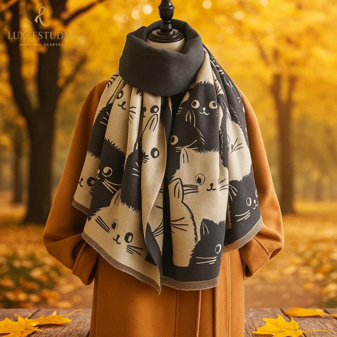 Soft Wool Cat Scarf | Cozy Pashmina Wrap, Gift for Cat Lovers - Etsy