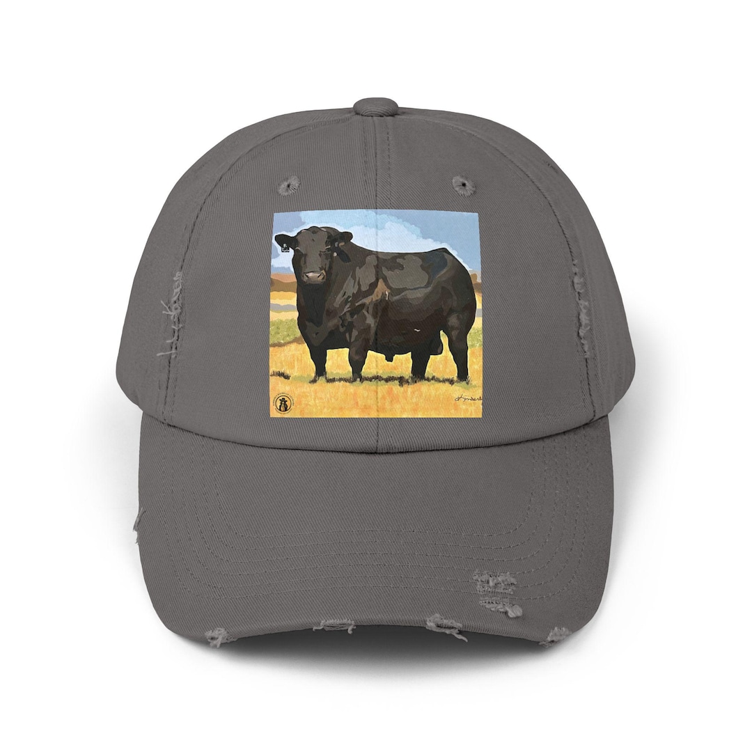 Distressed Angus Bull Cap: Embroidered Western Rodeo Hat - Etsy