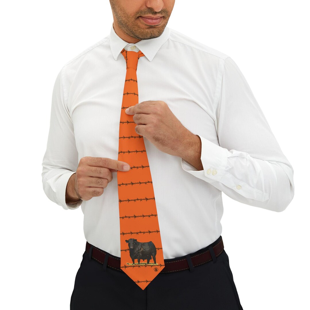 Angus Bull Necktie | Repeating Barbed Wire Design - Etsy