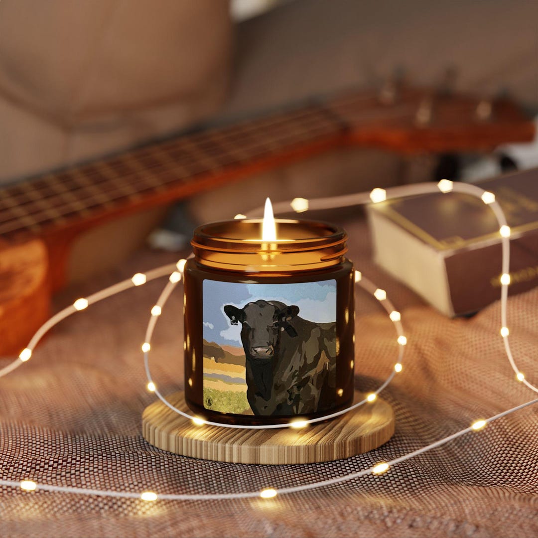 Black Angus Bull Portrait Candle | Soy Amber Jar - Etsy