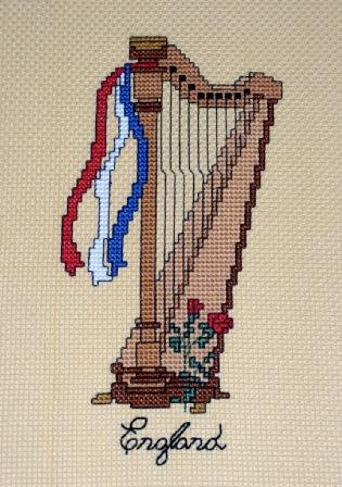 English Harp Cross Stitch Pattern - Etsy