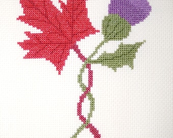 Thistle & Maple Leaf Cross Stitch Pattern | Etsy