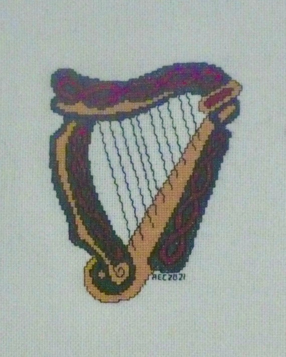 Clairseach Dubh black Harp Cross Stitch Pattern - Etsy