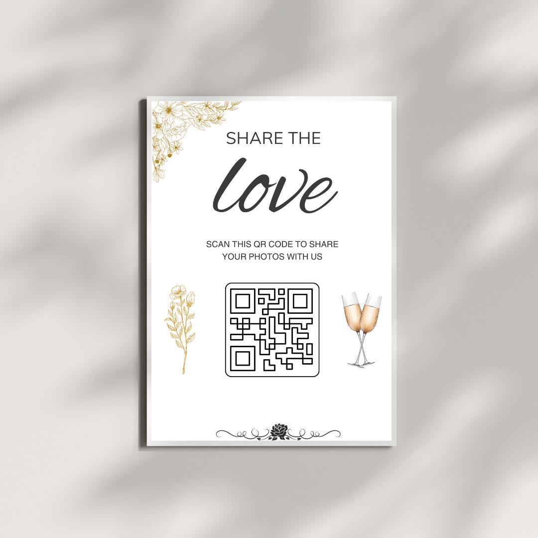 Wedding QR Code Sign Printable, Photo Sharing Sign, Editable Scannable ...