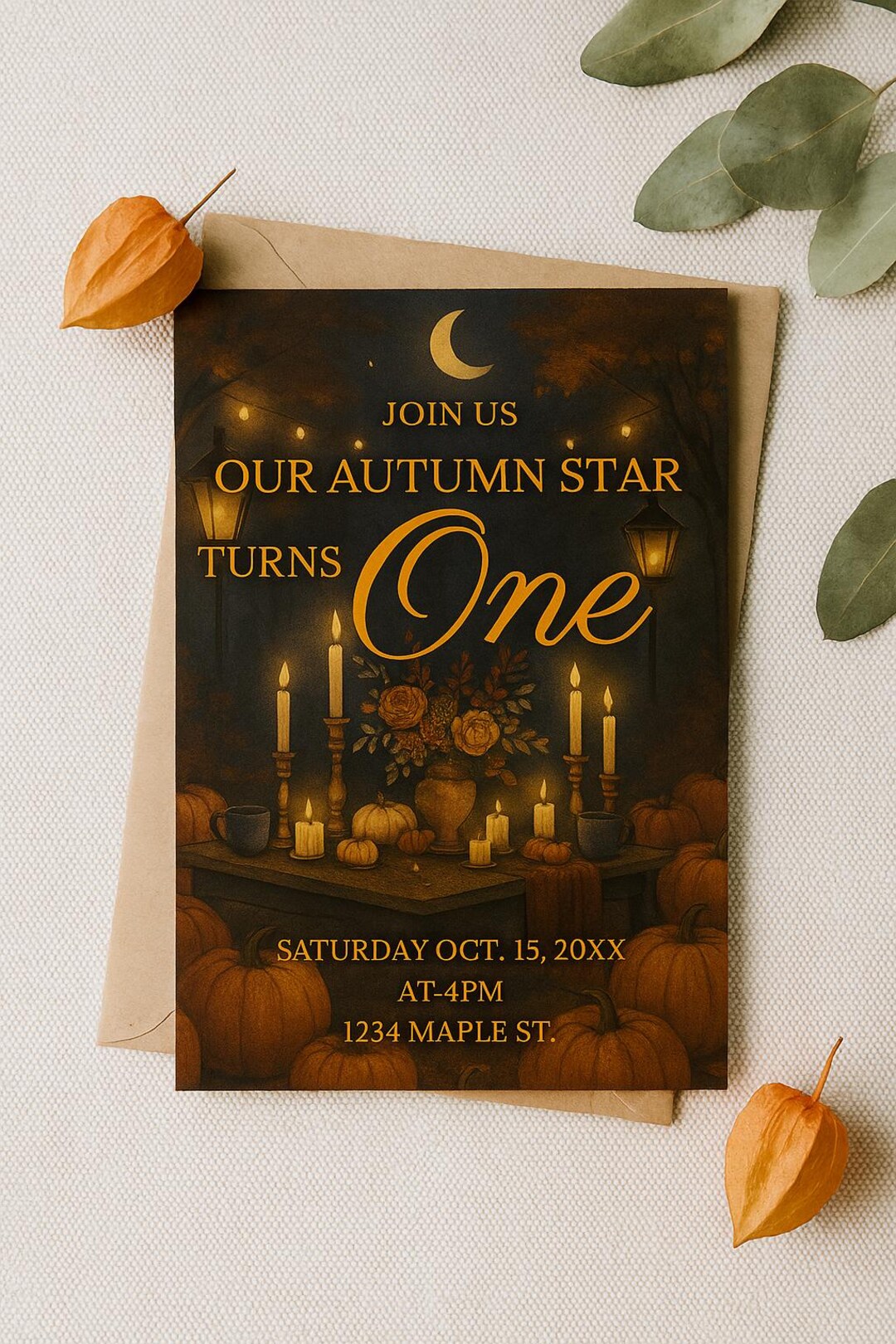 Our Autumn Star Turns One – First Birthday Party Bundle, Invitation ...