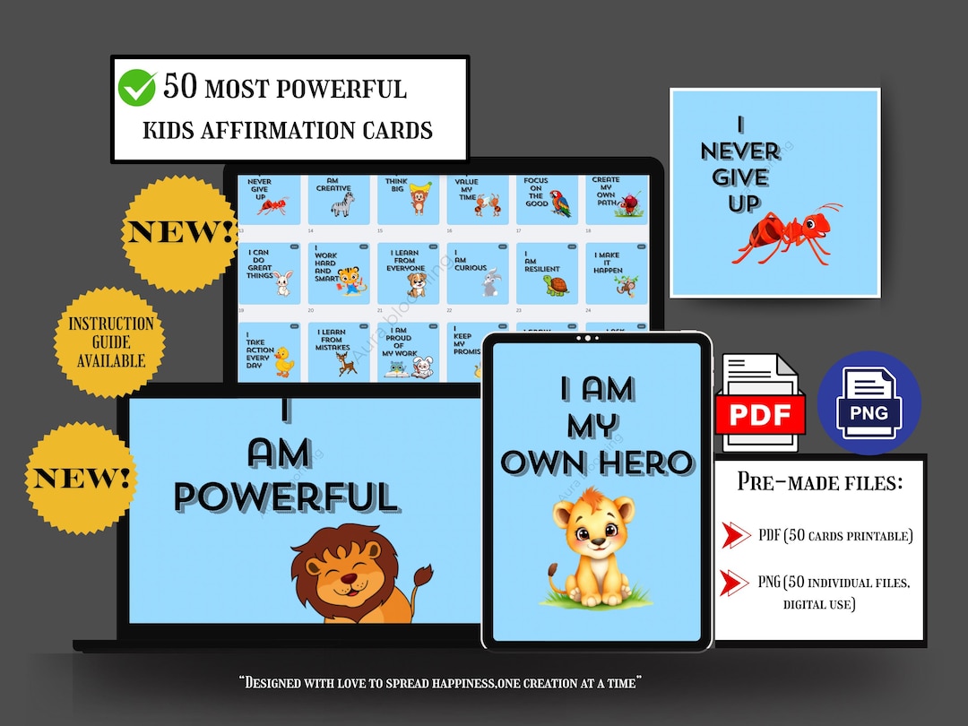 Kids Positive Affirmation Cards|self-esteem&bravery Quotes|printable ...