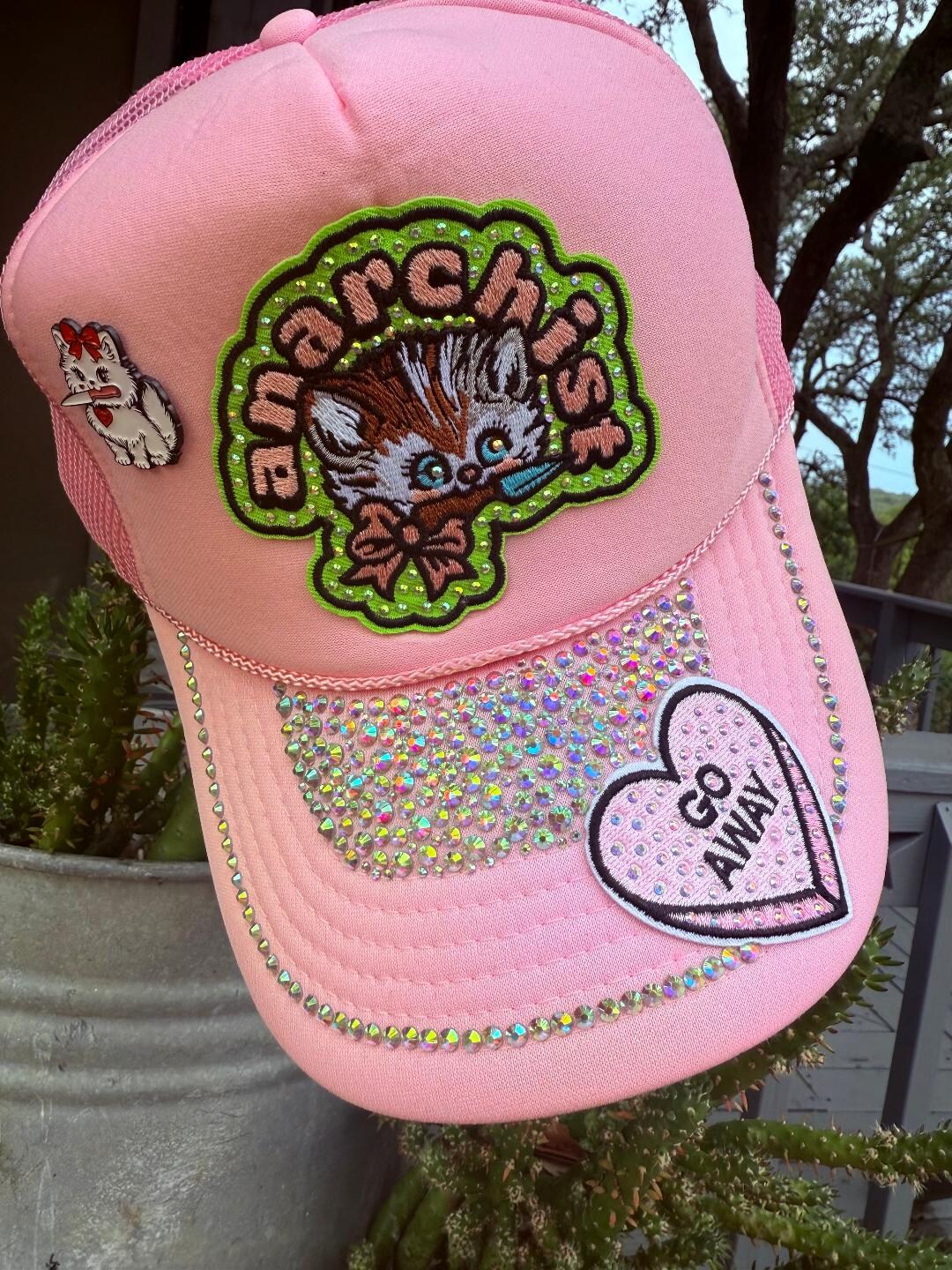 Pink, Killer Kitty, Anarchist, Trucker Hat With Hot Fix Rhinestones - Etsy