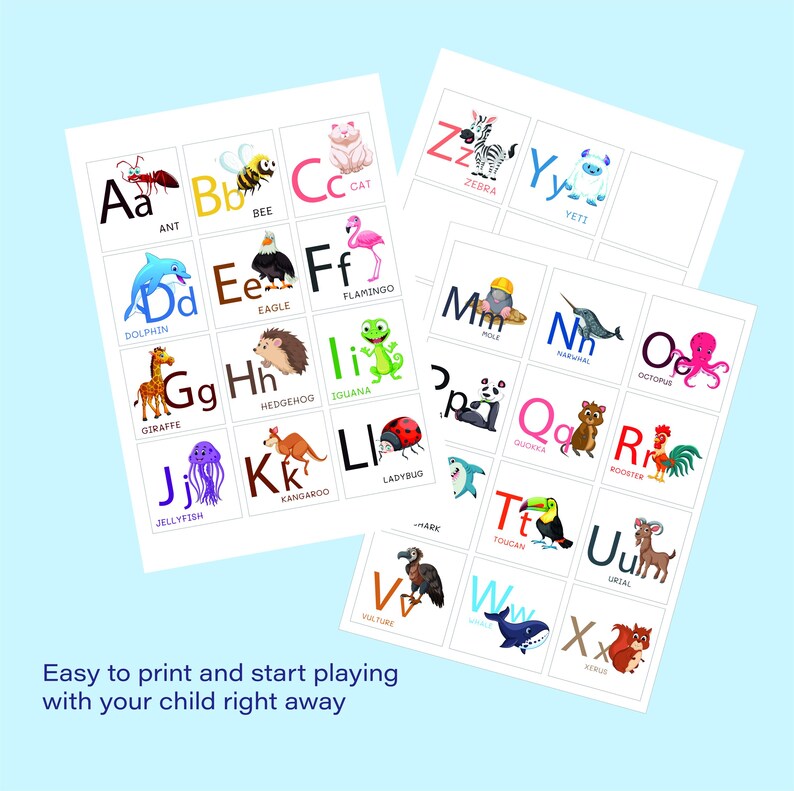 Alphabet Cards Printable – ABC Flashcards for Kids, Preschool Learning ...