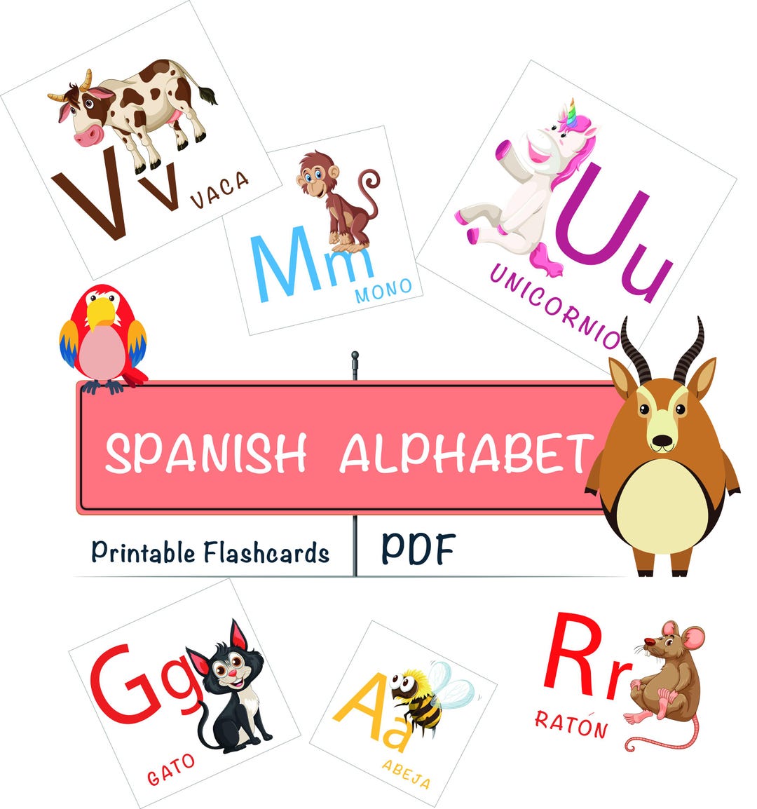 Spanish Alphabet Flashcards Printable – ABC Cards to Print & Cut for ...