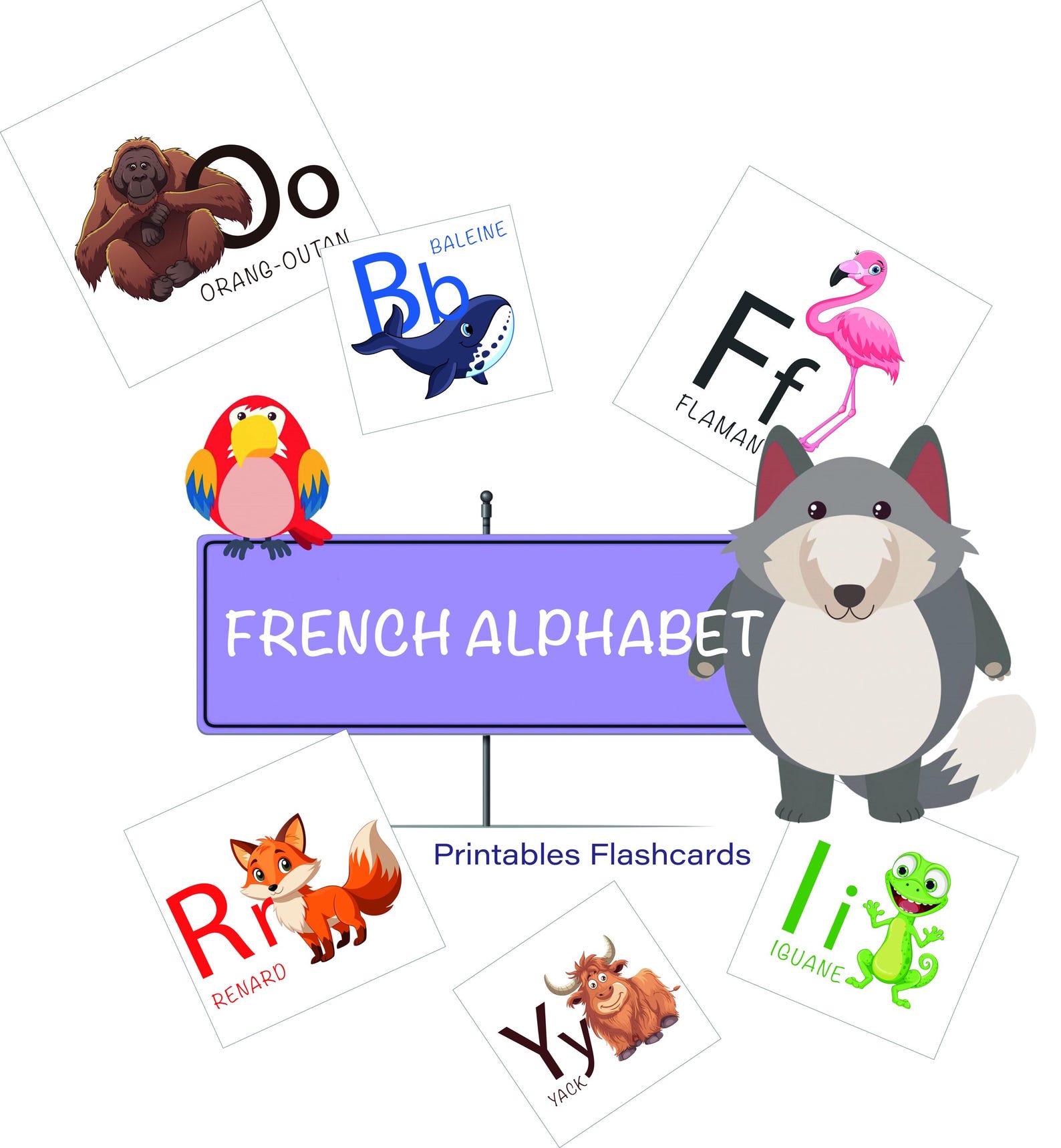 French Alphabet Flashcards for Kids | Printable ABC Cards | Learn ...