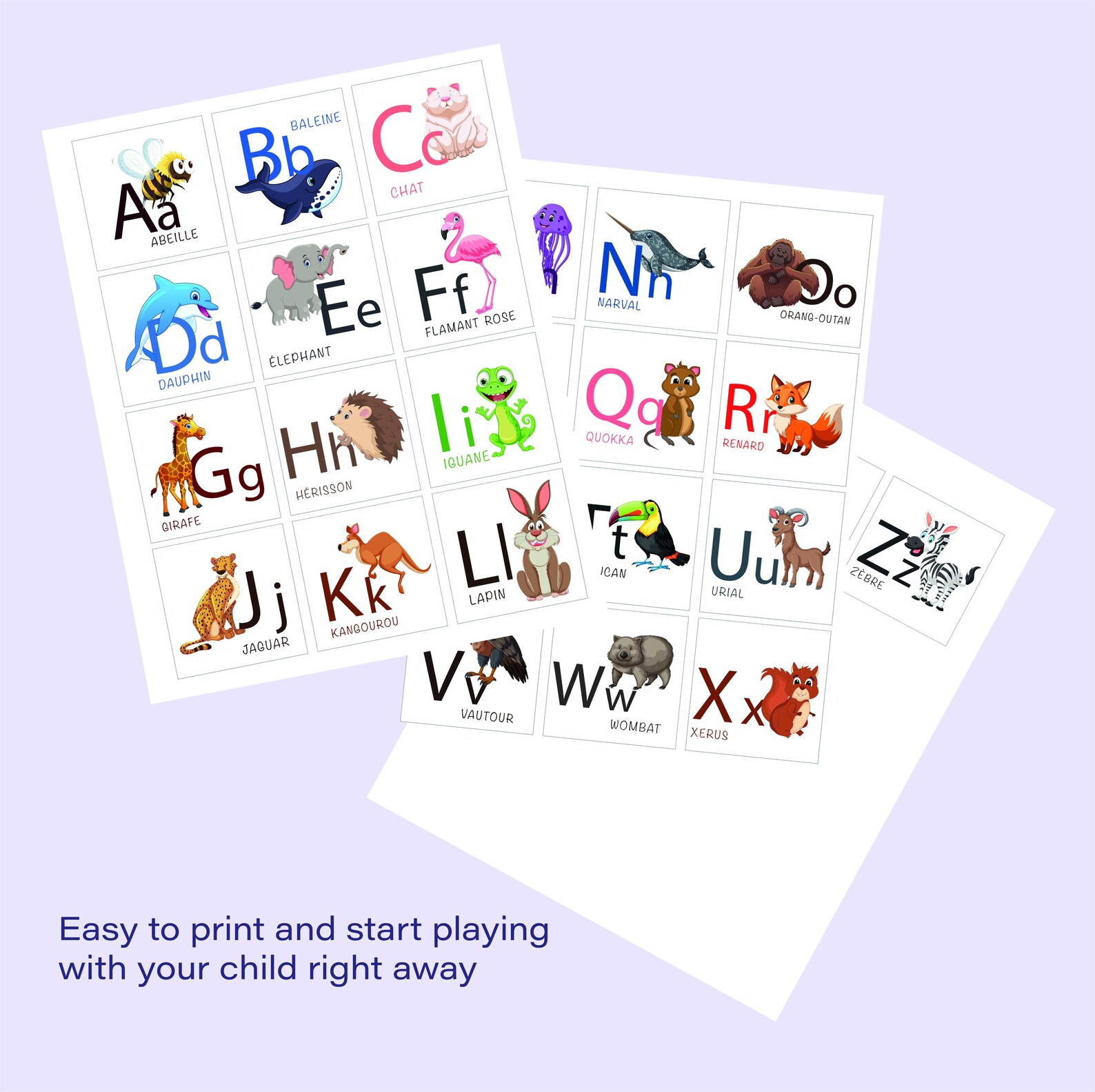 French Alphabet Flashcards for Kids | Printable ABC Cards | Learn ...