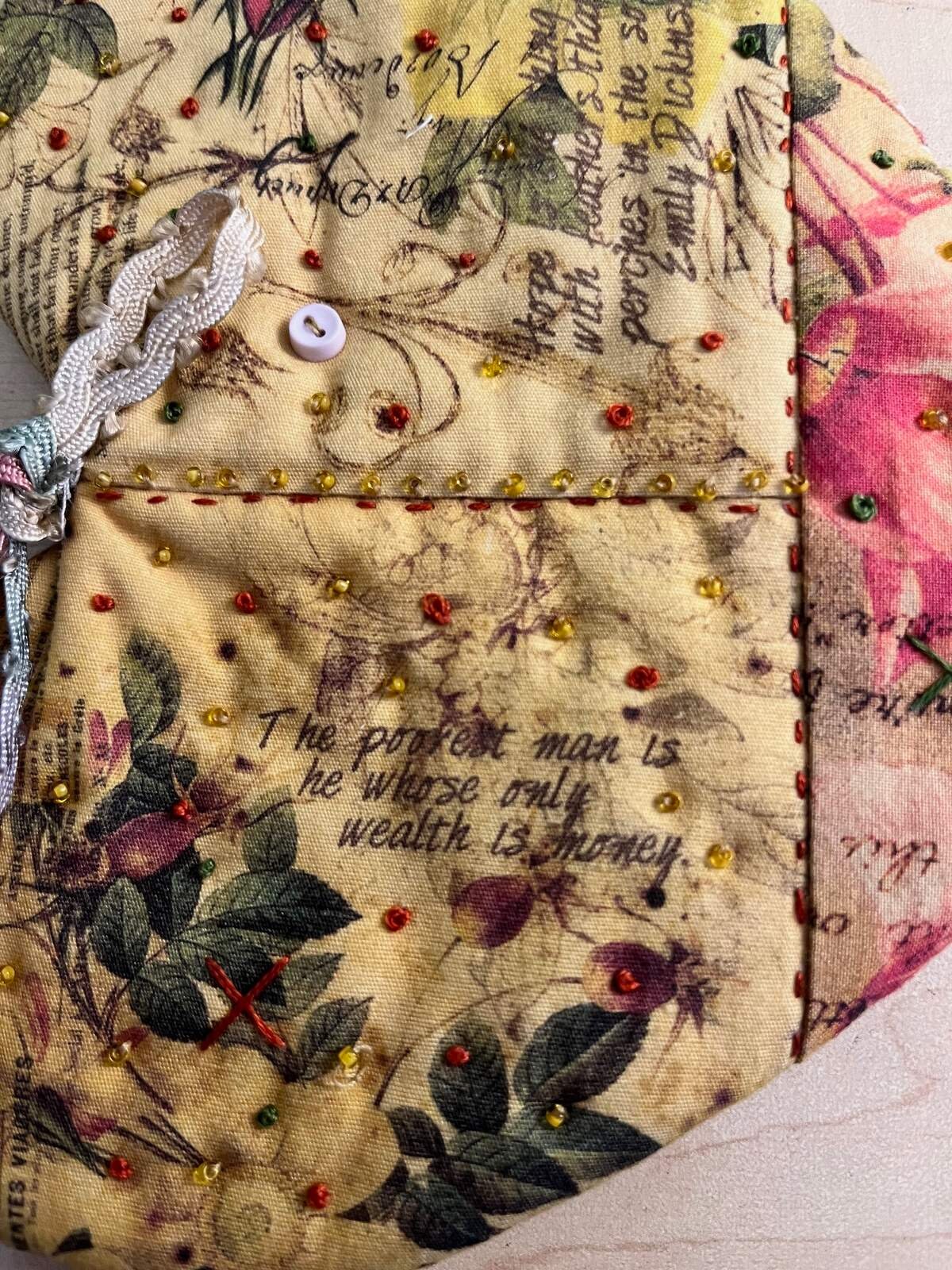 Hand Quilted, Beaded Heart - Etsy