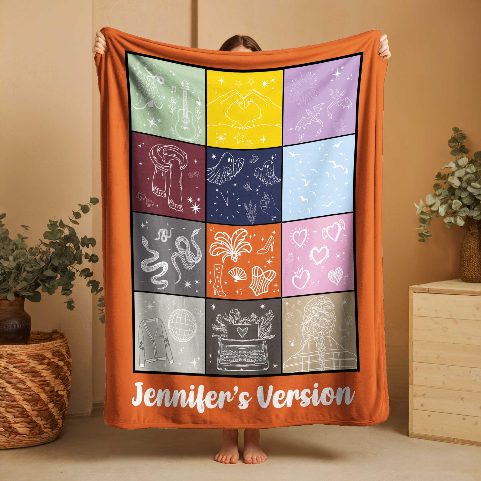 Custom Colorful Music Era Blanket : Personalized Cozy Throw Gift for ...