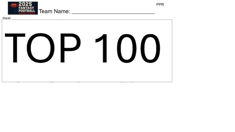 2025 Fantasy Football Cheat Sheet – PPR Rankings & Sleepers Printable PDF - Etsy