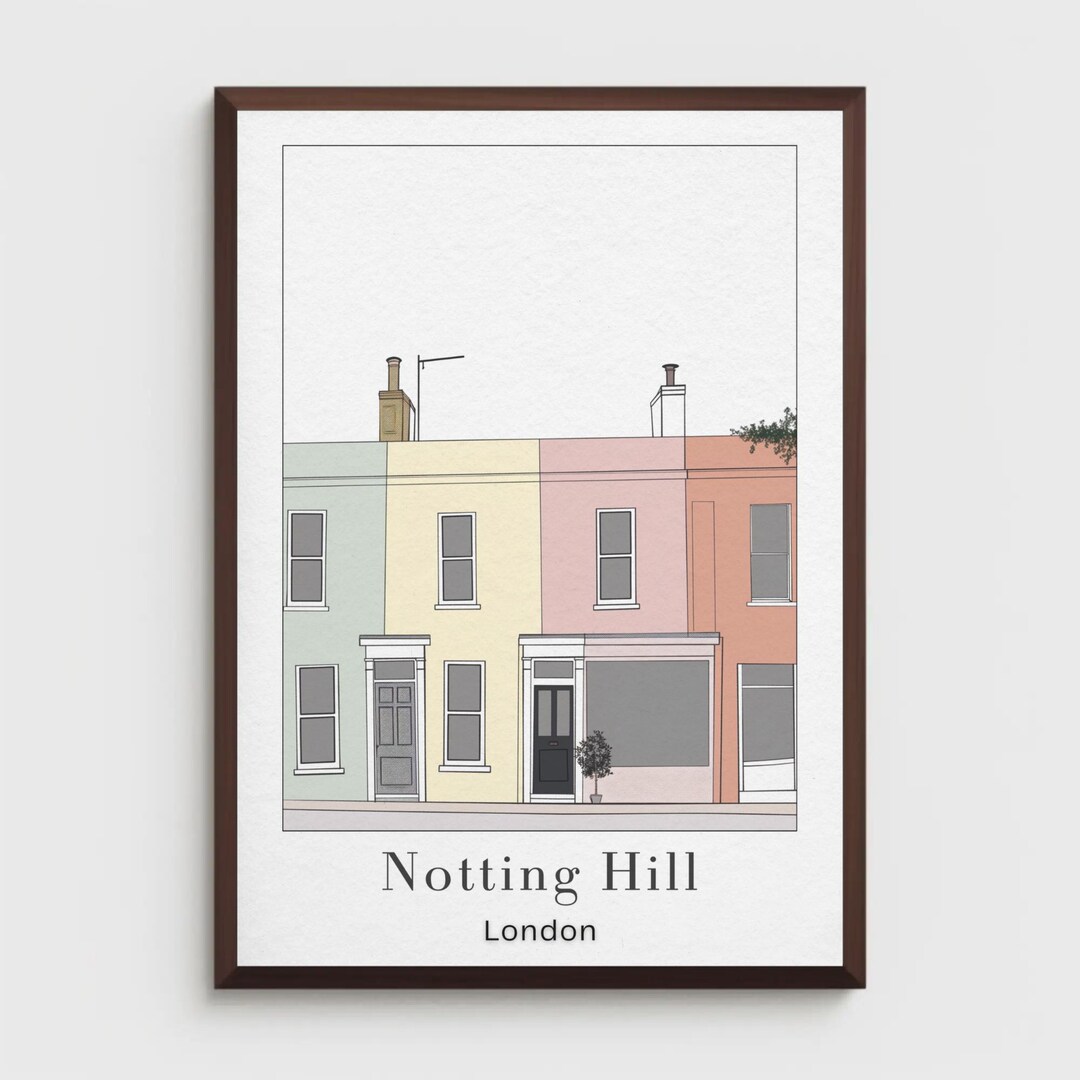 Notting Hill London Print: Fine Line Art Travel Poster - Etsy