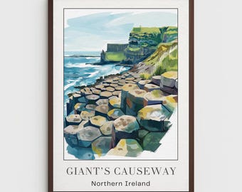 Giant's Causeway Travel Poster - Retro Vintage Style Northern Ireland ...