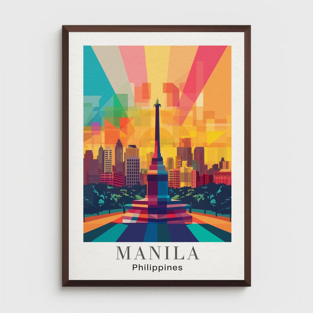 Manila Travel Poster: Retro Philippines Art Print - Rizal Monument - Etsy