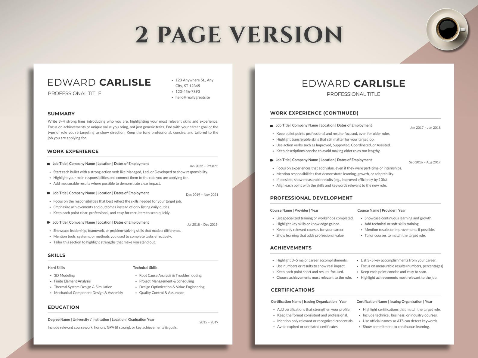 ATS Friendly Resume Template | Word & Canva CV | Professional and ...