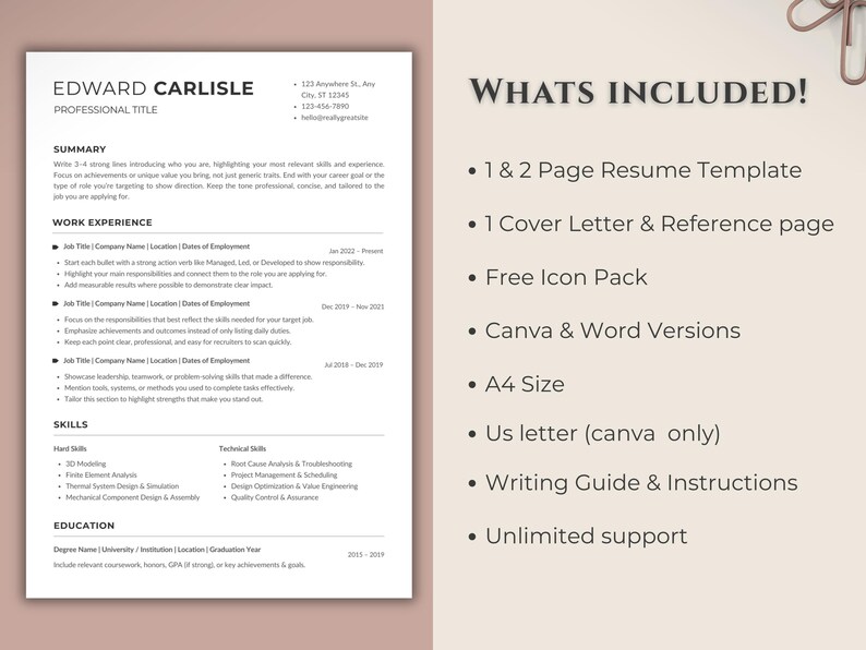 ATS Friendly Resume Template | Word & Canva CV | Professional and ...