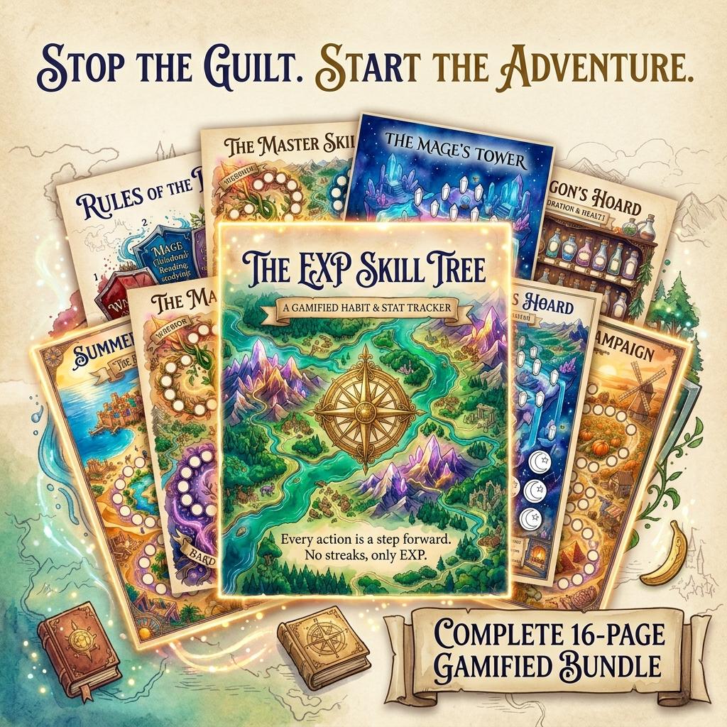 Gamified Habit Tracker & RPG Fantasy Planner | ADHD Skill Tree Goal Map ...