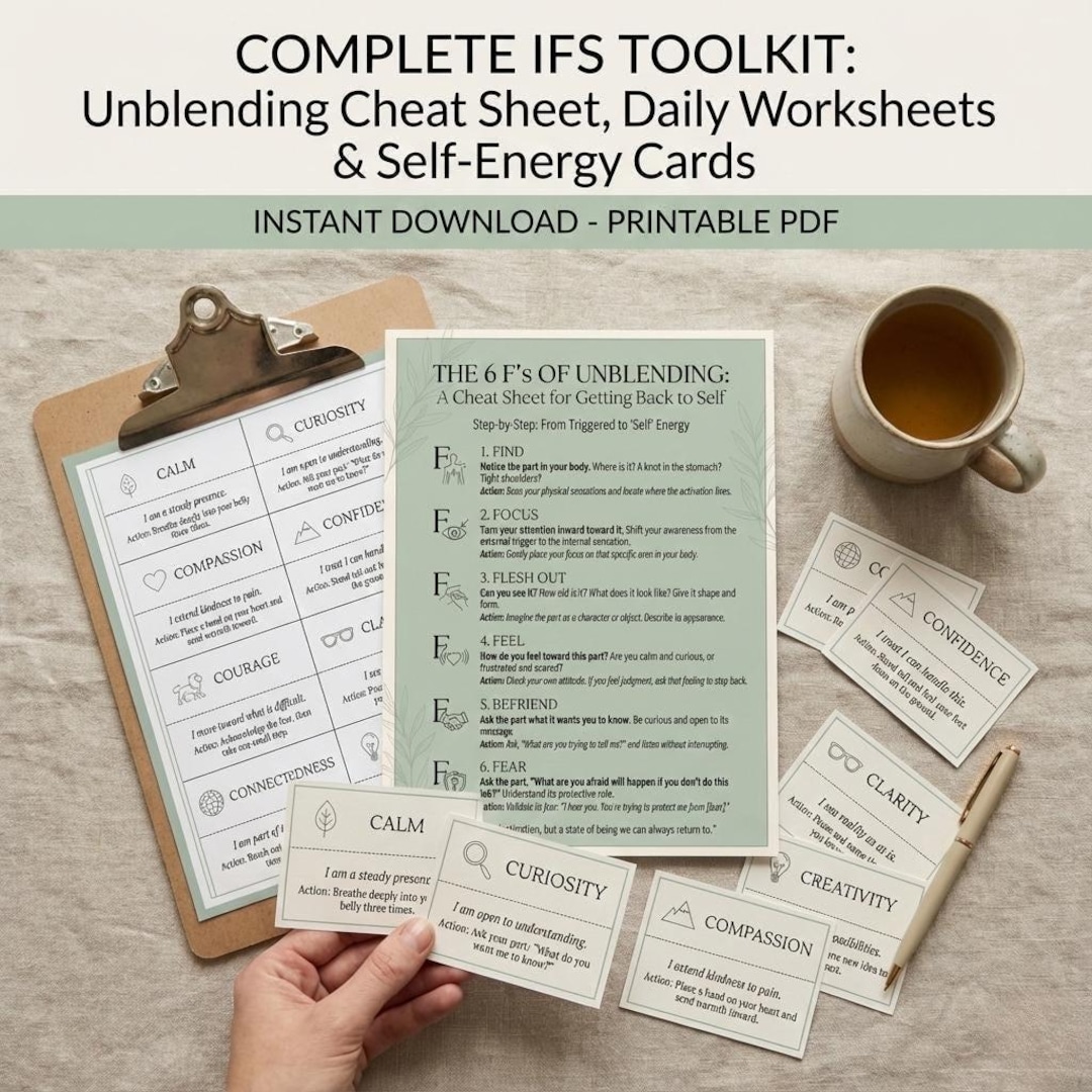 IFS Therapy Worksheets | Unblending Guide, Self-energy Cards (PDF) - Etsy