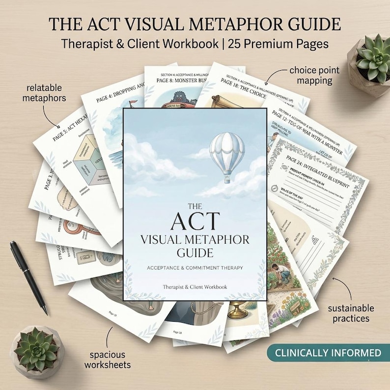 ACT Therapy Worksheets & Metaphor Guide | Acceptance and Commitment ...