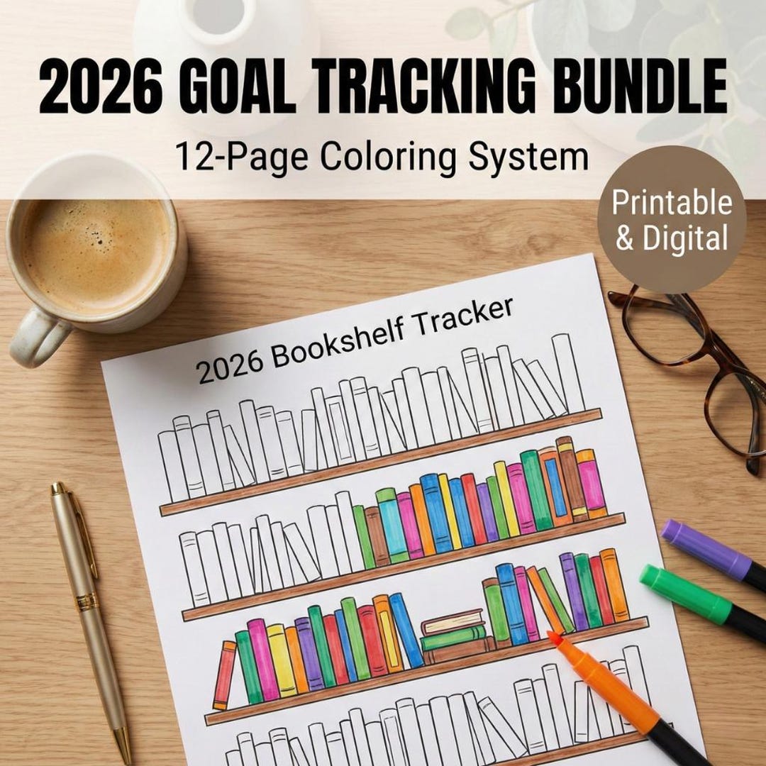 2026 Goal Tracker Bundle • Coloring Sheet, Mood Pixel, Reading Log ...