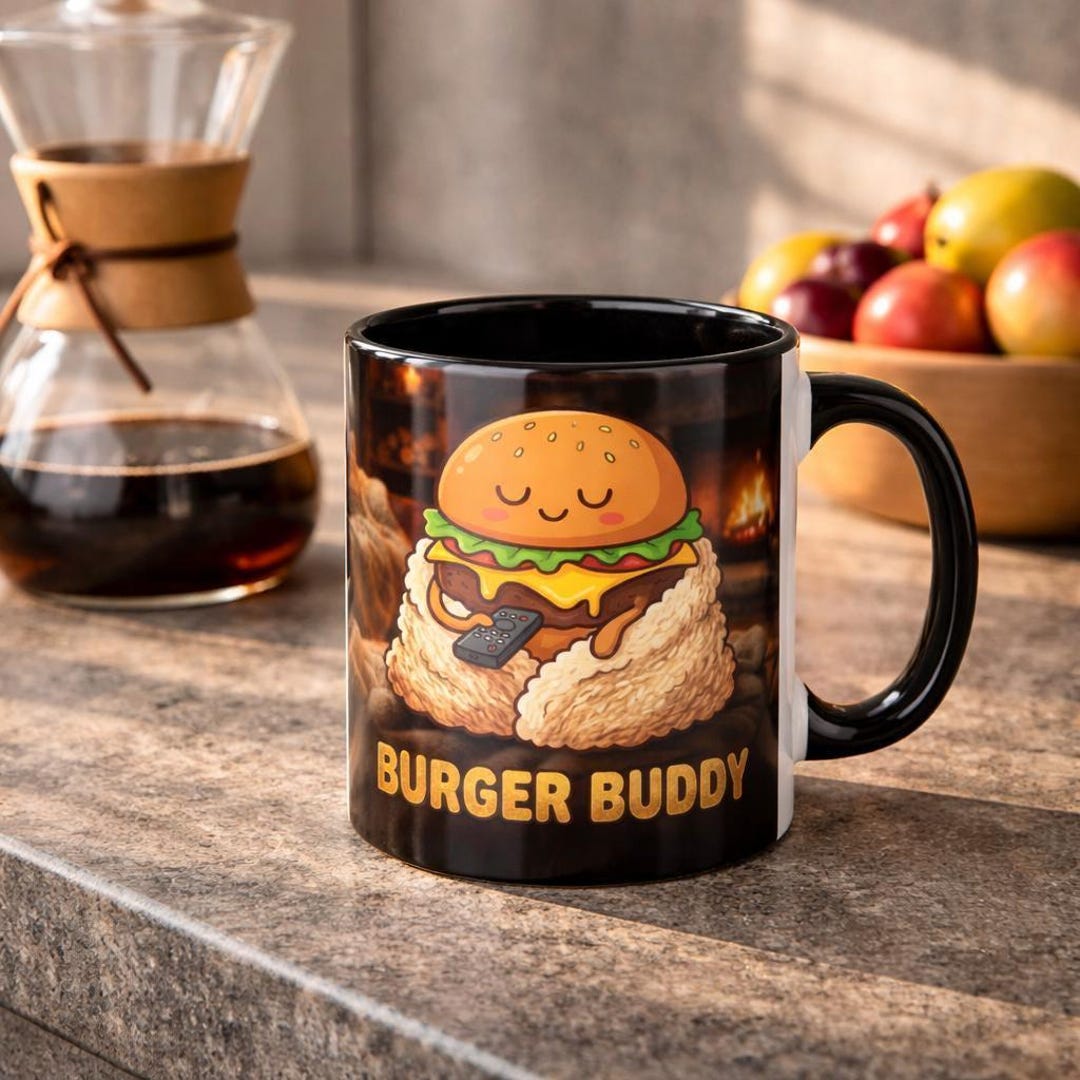 Burger Buddy Mug: Funny Cheeseburger Coffee Cup, Cozy Cabin Decor - Etsy
