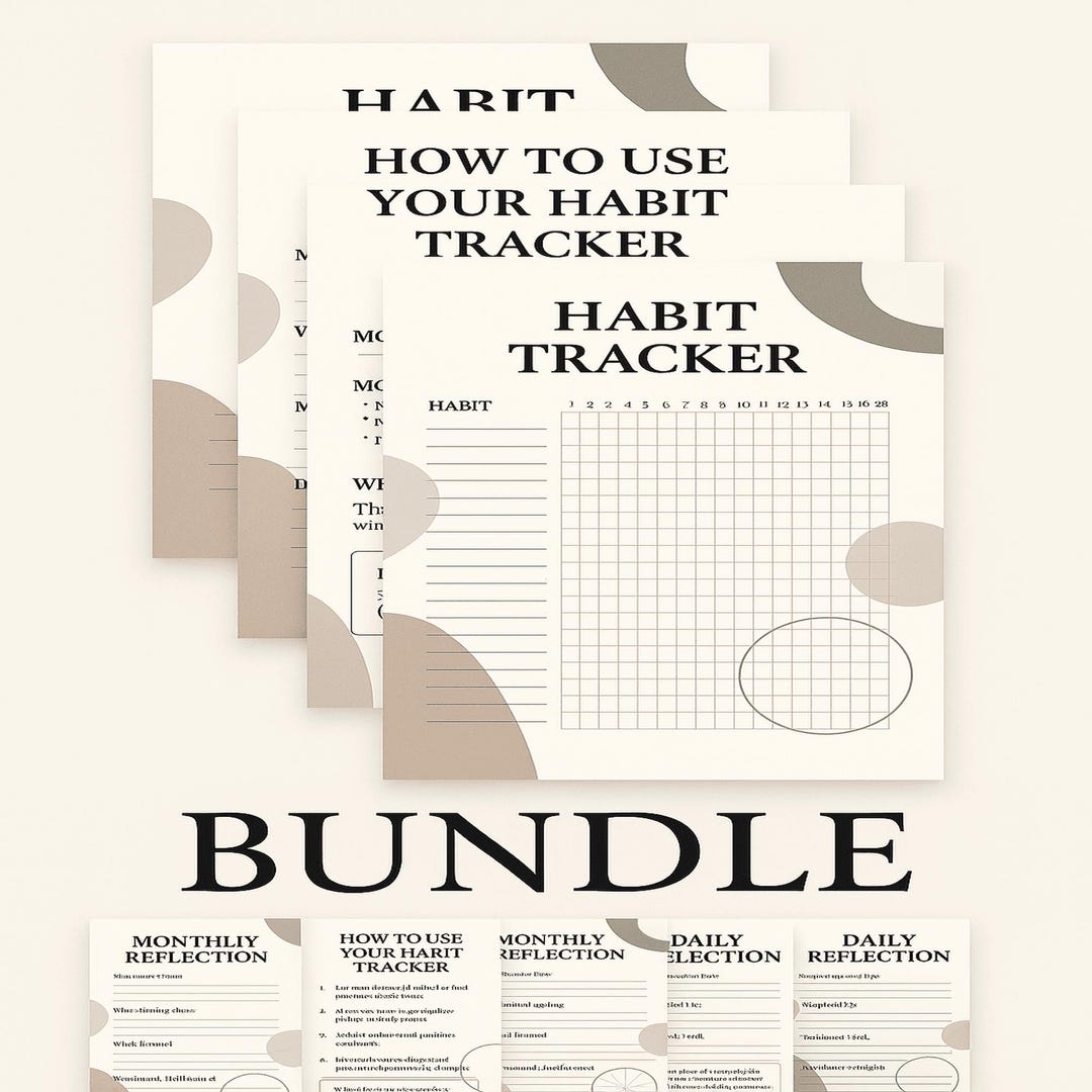 Habit Tracker & Reflection Journal, Daily Weekly Monthly, PDF PNG ...