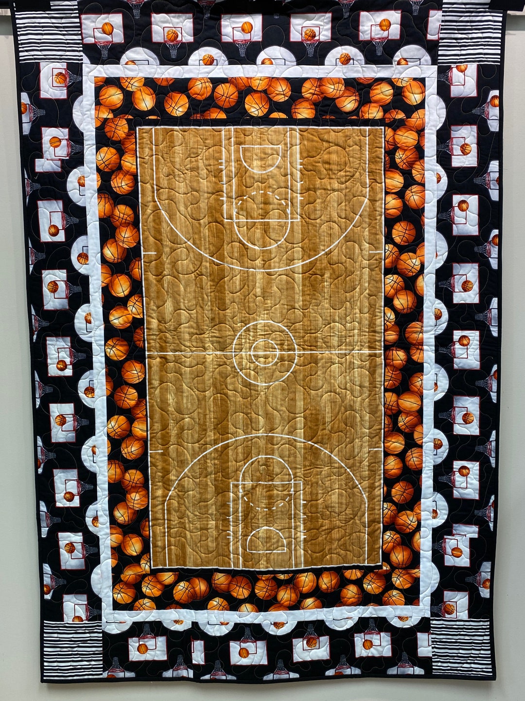 Basketball Quilt, Blanket, Fleece Backing, 42”x61” - Etsy