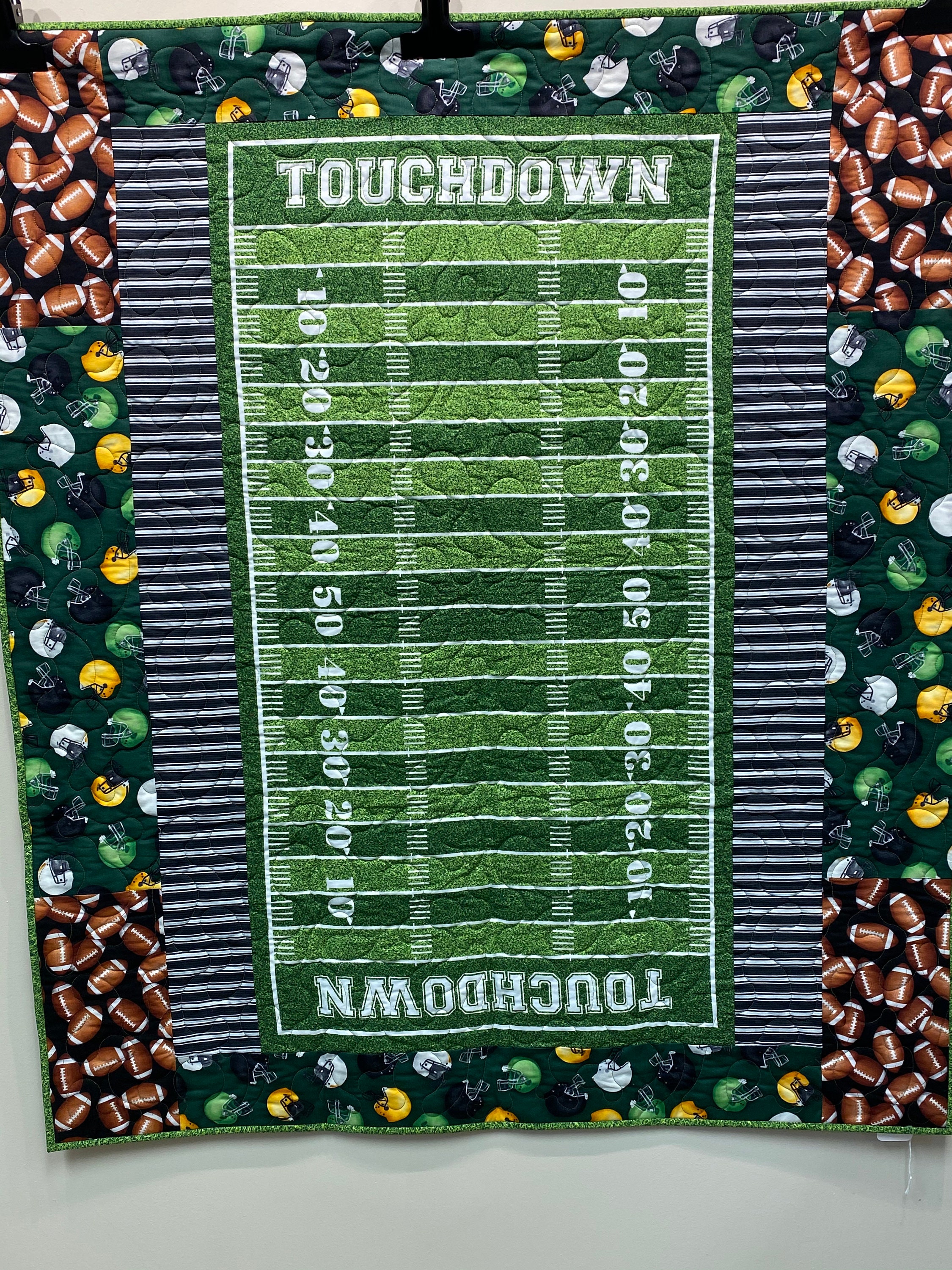 Football Quilt, Fleece, Fabric - Etsy Hong Kong