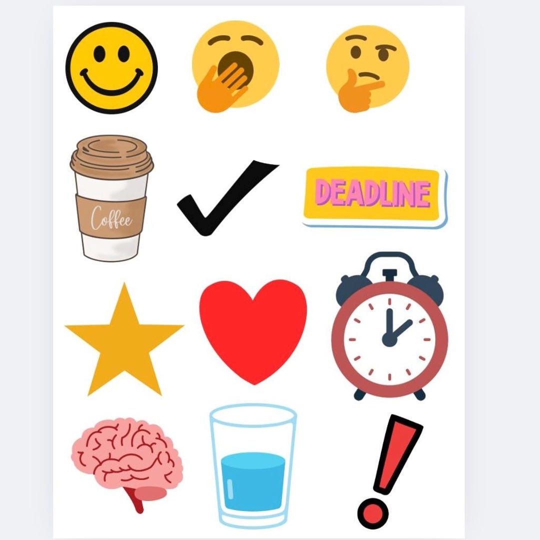 Printable Digital Sticker Pack — Mood & Productivity Icons for Planners ...