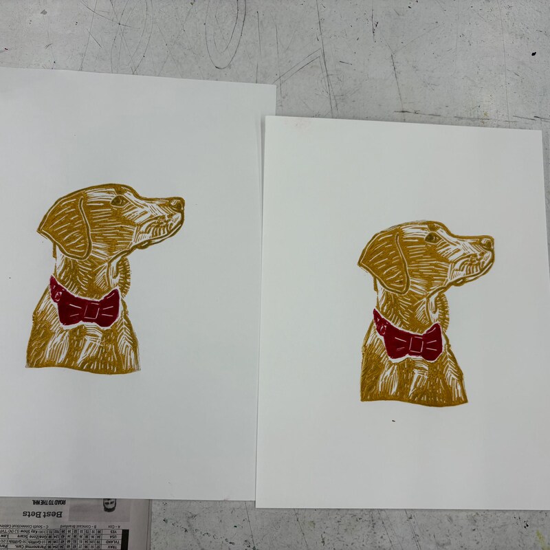 Custom Dog Linoleum Print - Etsy