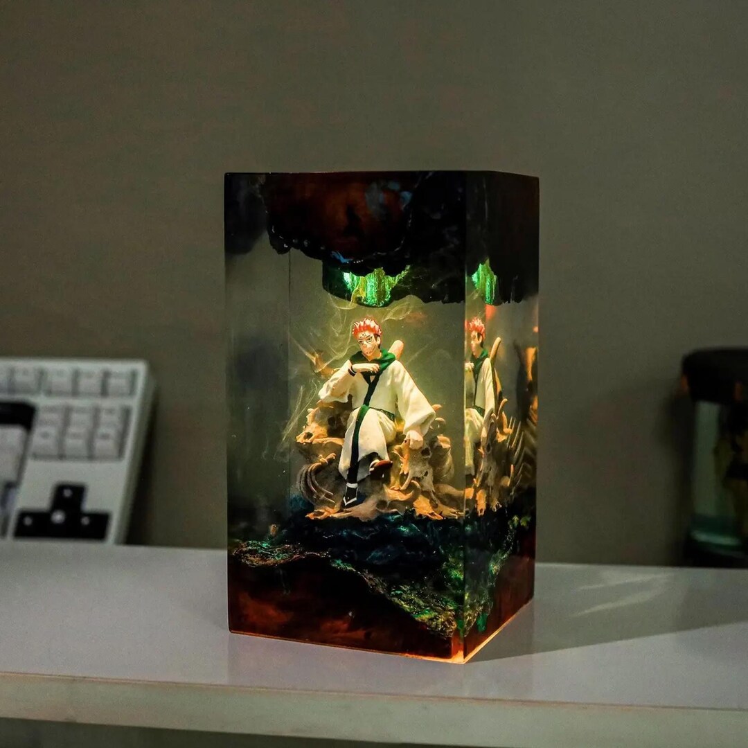 Ryome'n Suku.na Anime Epoxy Resin Wood Lamp Night Light Unique Her Him ...