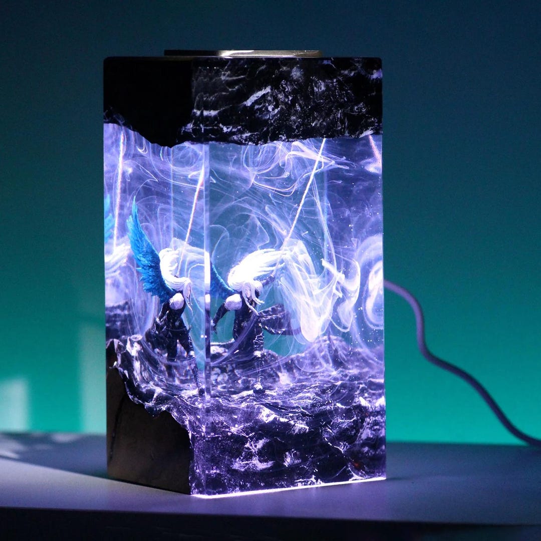 FF Sep\hiro.th Lamp, Resin Night Light, Epoxy Wood Night Lamp, Gift for ...