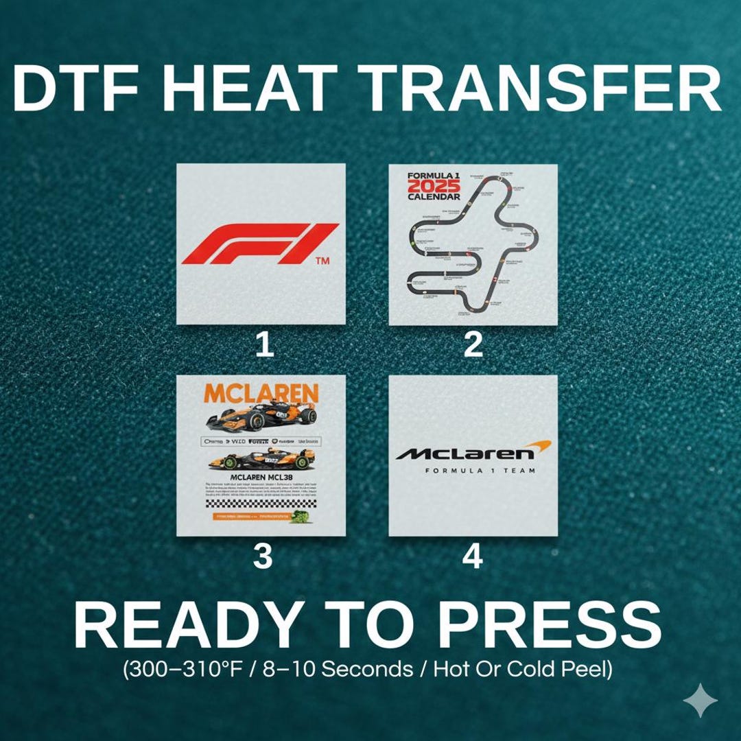 Mclaren Formula 1 DTF Heat Transfer: Ready to Press - Etsy