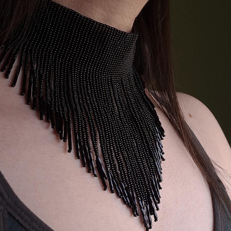 Goth Seed Bead Necklace - Etsy