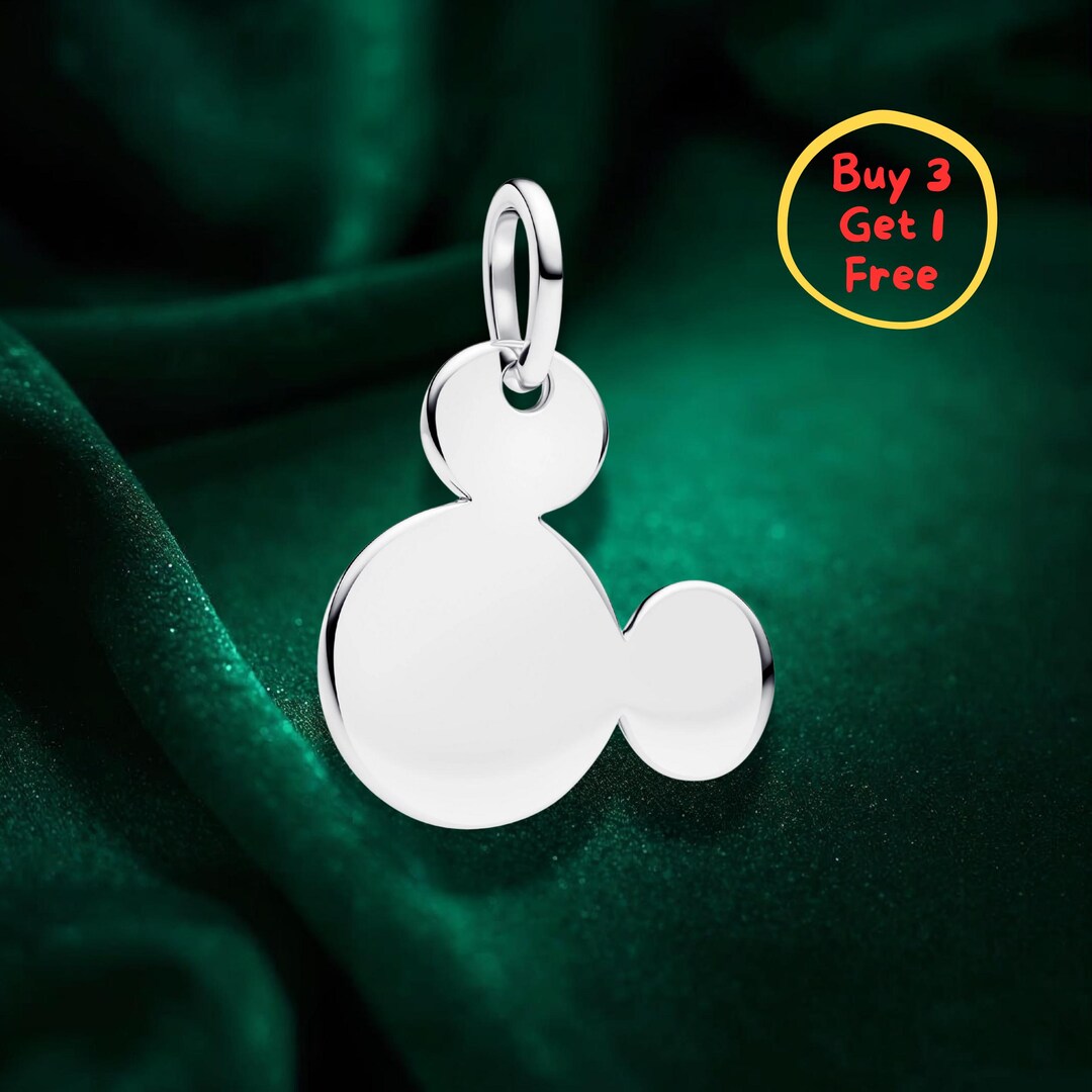 Mickey Mouse Engravable Dangle Charm, , Charm for Bracelets, Silver ...