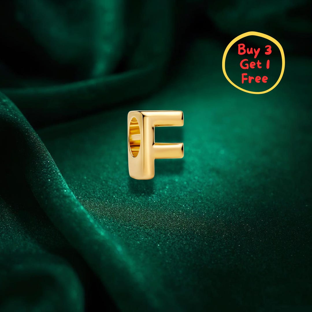 Letter F Alphabet Charm , Charm for Bracelets, Silver Charm Bead, 925 ...